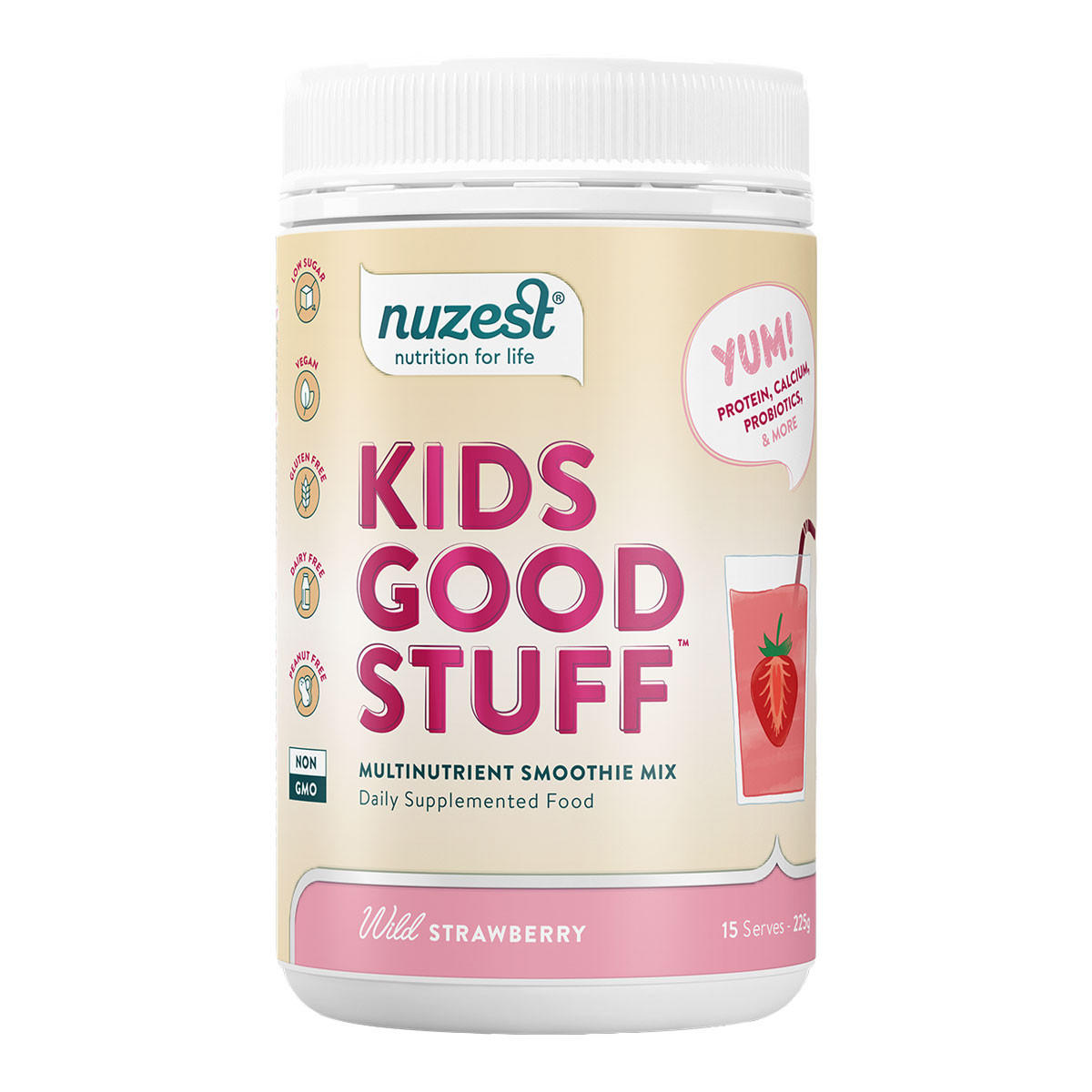 Buy Kids Good Stuff Wild Strawberry by Nuzest I HealthPost NZ - 225g ...
